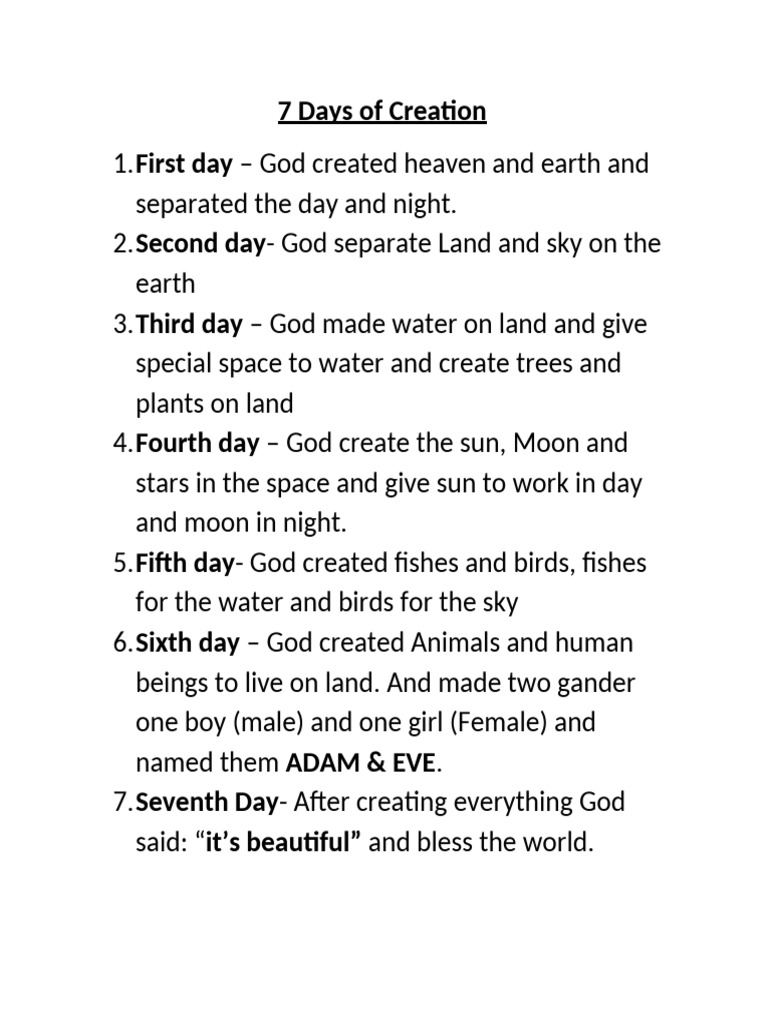 7 Days of Creation | PDF