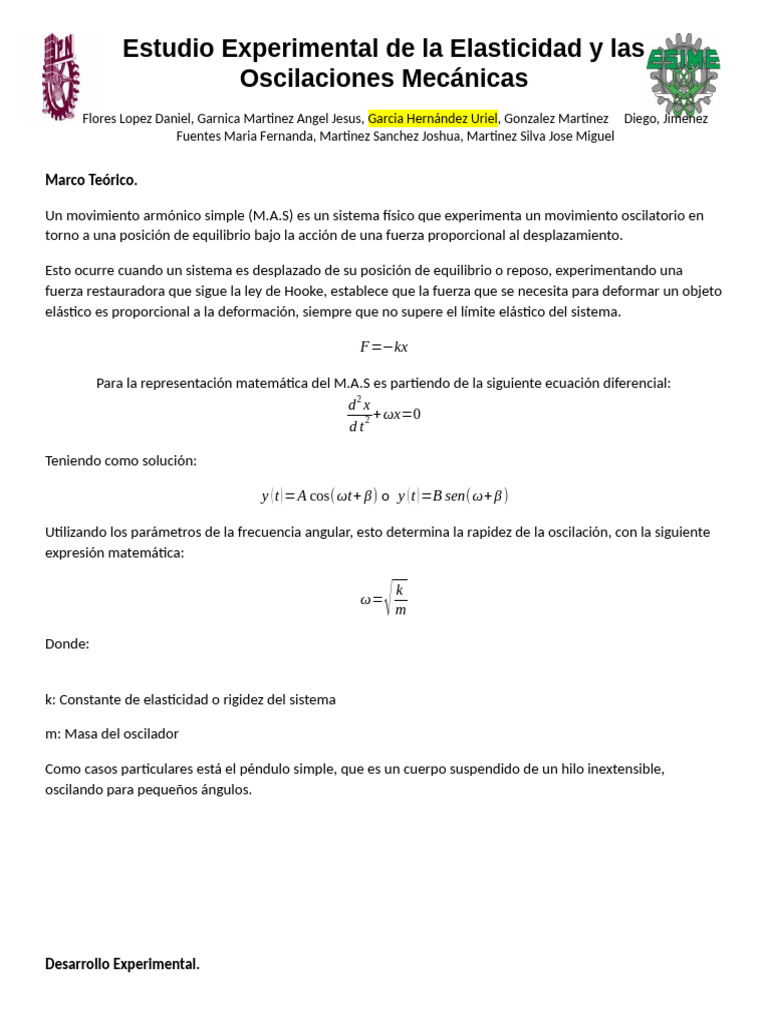 P1_E2_3CM5 | PDF | Oscilación | Elasticidad (Física)