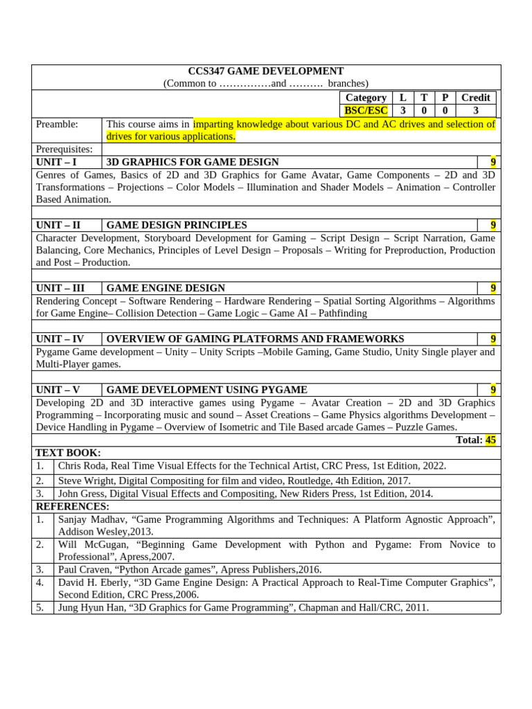 CCS347 Game Development | PDF | 3 D Computer Graphics | Rendering ...