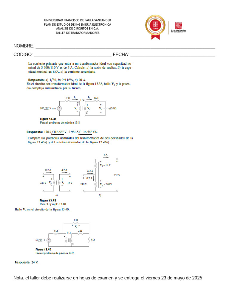 Taller Transformadores | PDF
