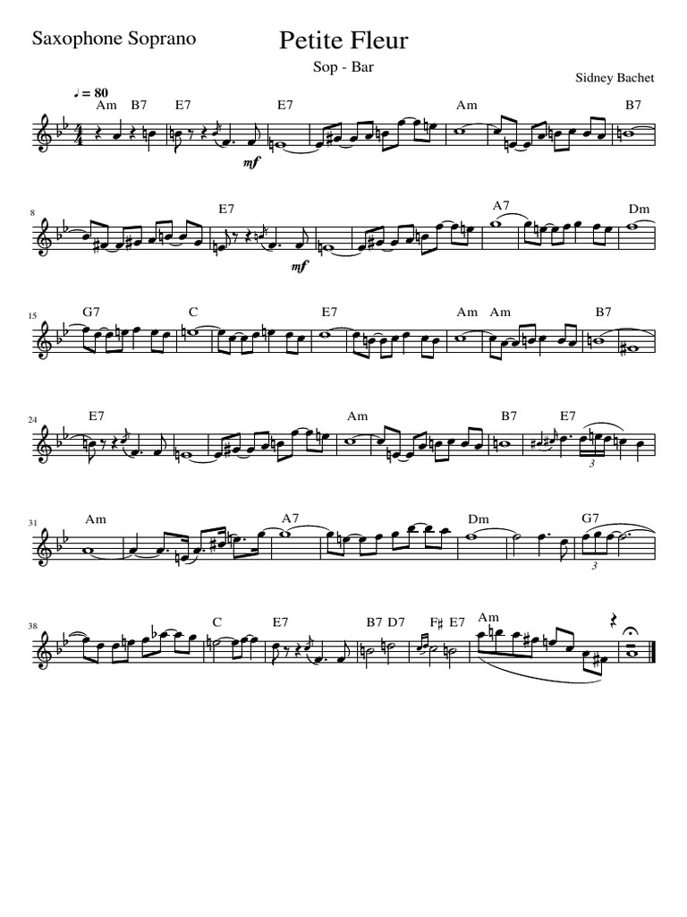 Petite Fleur pour Saxophone Soprano | PDF