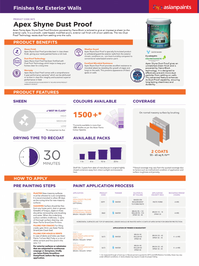 Apex Shyne Dustproof Updated Pis 1 | PDF | Industrial Processes | Materials