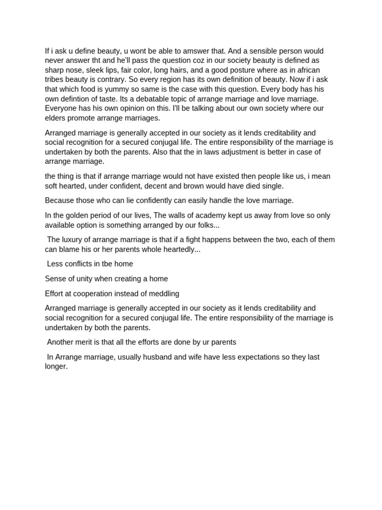 The Benefits of Arranged Marriages | PDF