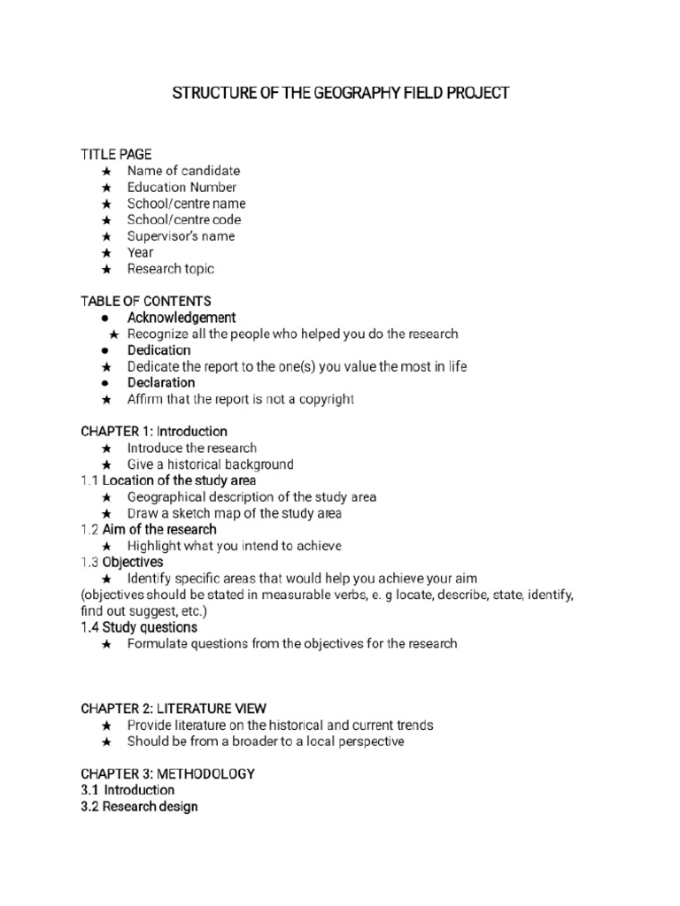 Structure of The Geography Field Project | PDF