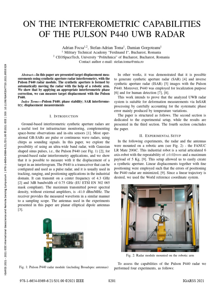 On_the_Interferometric_Capabilities_of_the_Pulson_P440_UWB_Radar | PDF | Radar | Interferometry