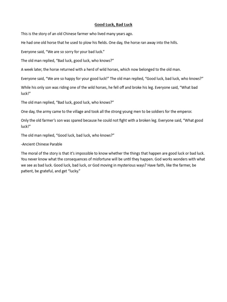 Good Luck Bad Luck | PDF