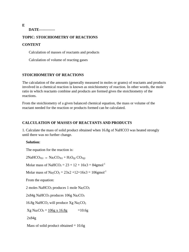 Classnotes Student 62215309254 Date-Wpsoffice | PDF | Stoichiometry ...