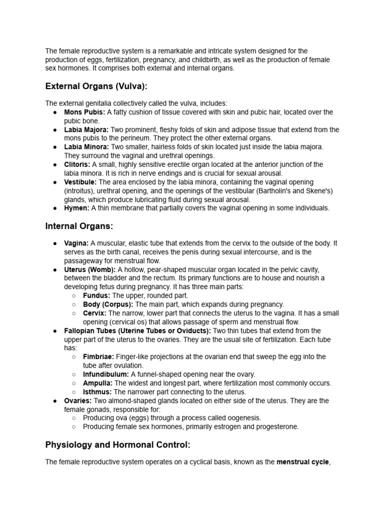 Female Reproductive System | PDF | Menstrual Cycle | Ovary