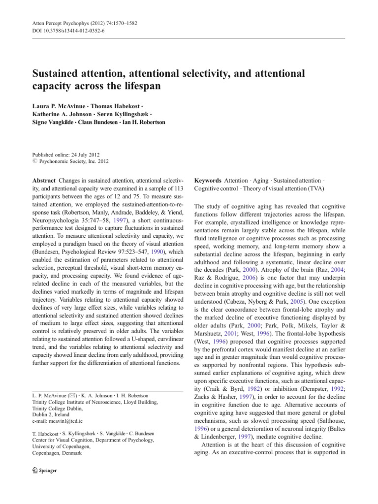 Sustained Attention, Attention | PDF | Effect Size | Attention