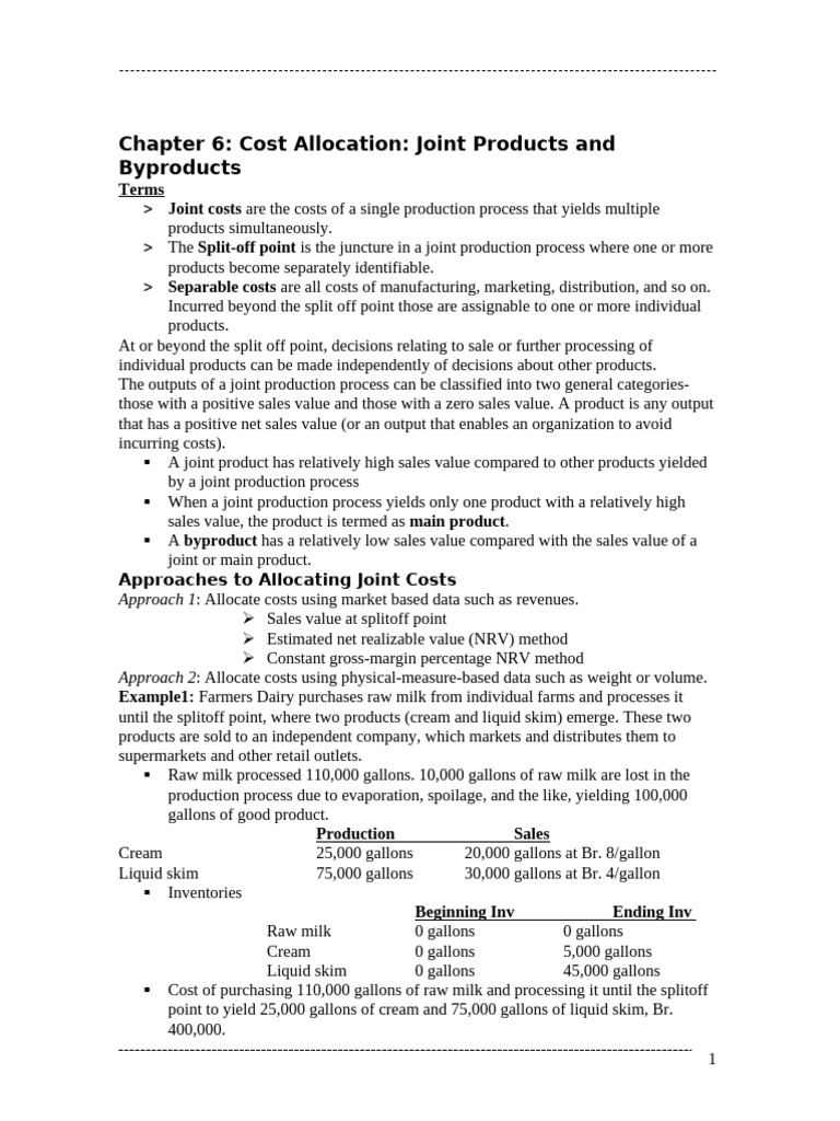 Chapter 6, Joint Cost Allocation | PDF | Gross Margin | Cost Of Goods Sold