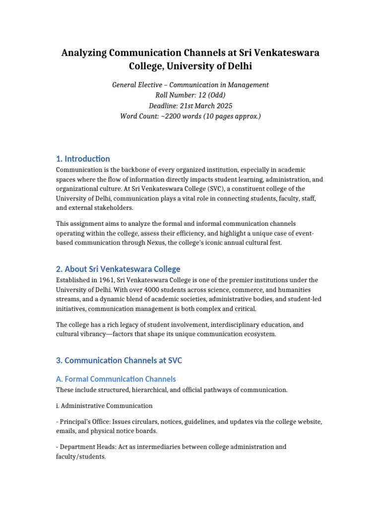 Communication Analysis at SVC College | PDF | Communication