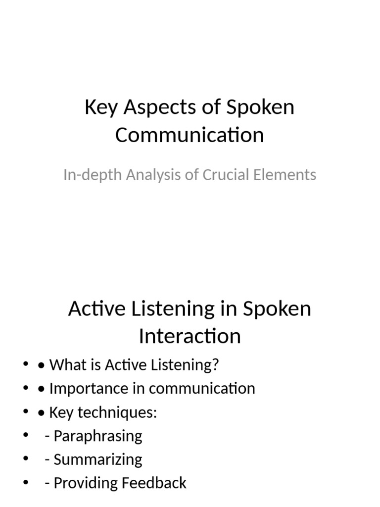 Detailed Spoken Communication Presentation | PDF
