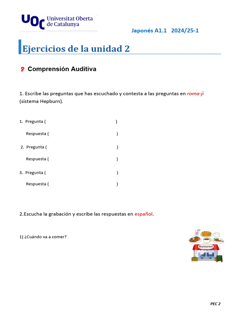 Pec+2 A 1 1 2024 25 1 | PDF | Caracteres chinos | Palabras y frases ...