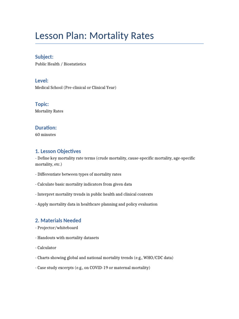 Understanding Mortality Rates in Public Health | PDF