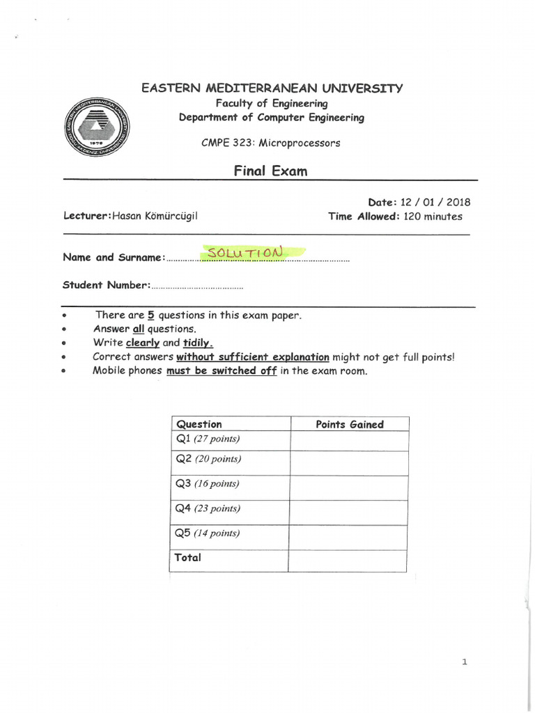 Final Exam - 2017 2018 F | PDF