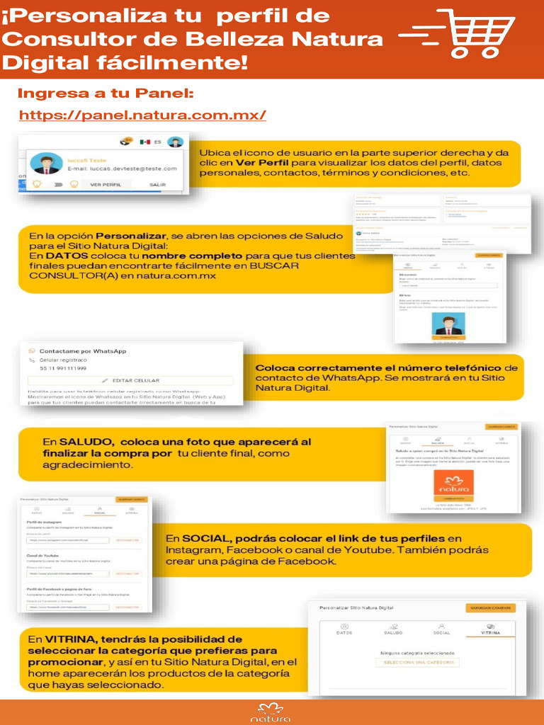 Infografía Personalizar Perfil Consultor de Belleza Natura Digital | PDF