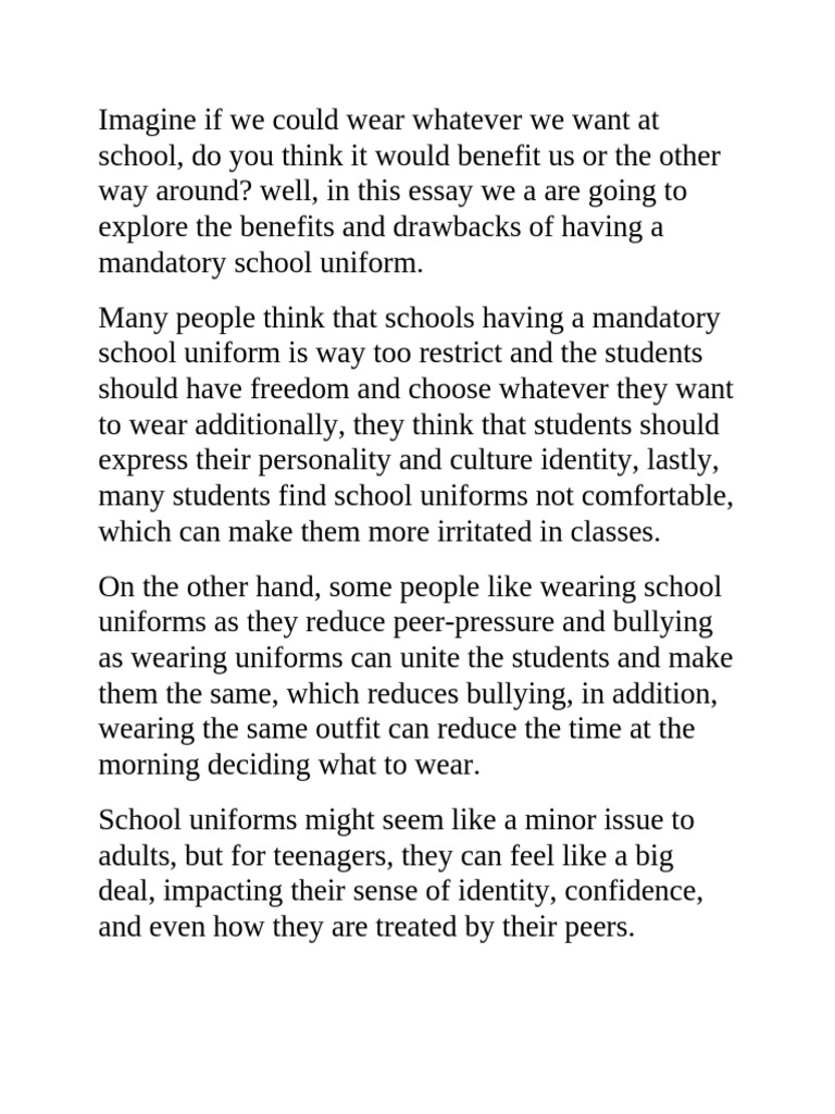 Essay School-Uniform | PDF