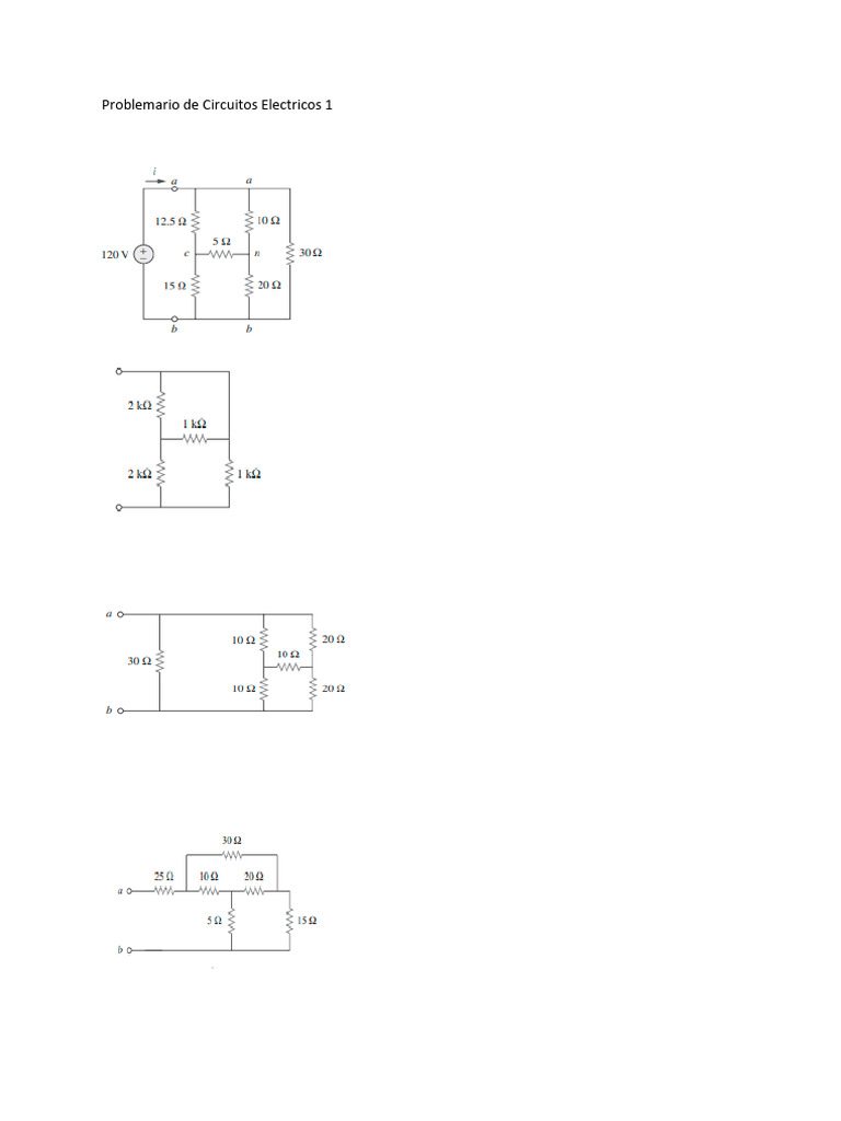 Problemario de Circuitos Uno 2025 | PDF