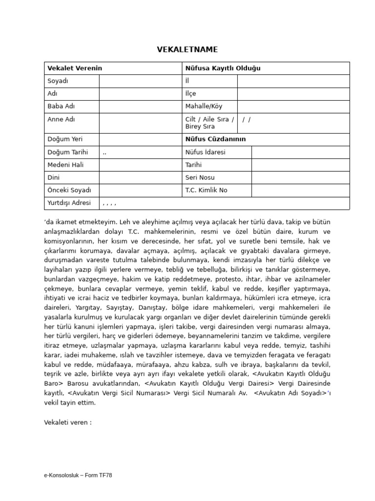 Vekalet - Genel Dava (Avukata) | PDF