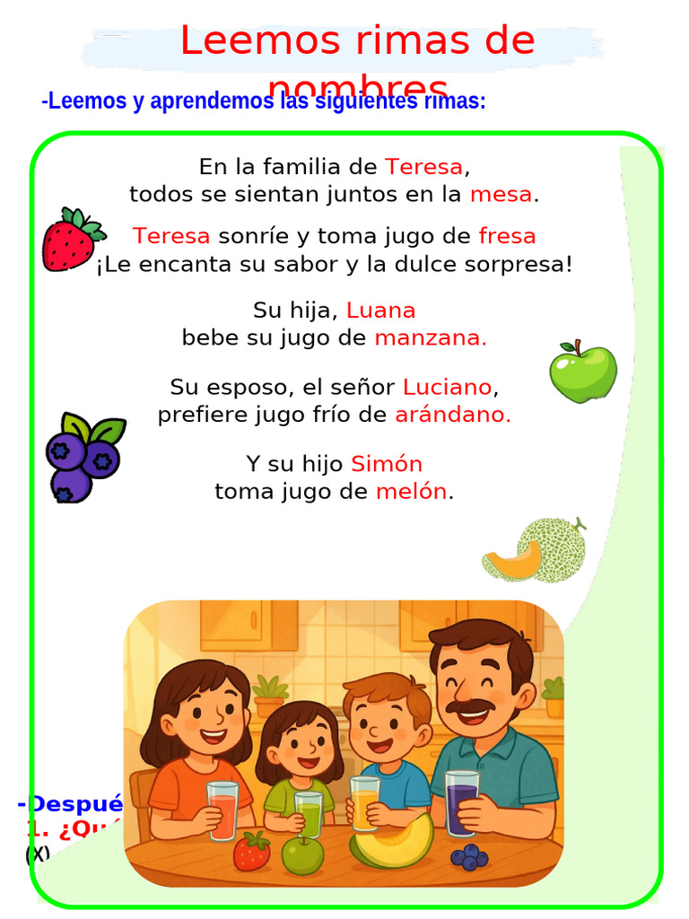 Rimas para Niños: Nombres y Jugos | PDF