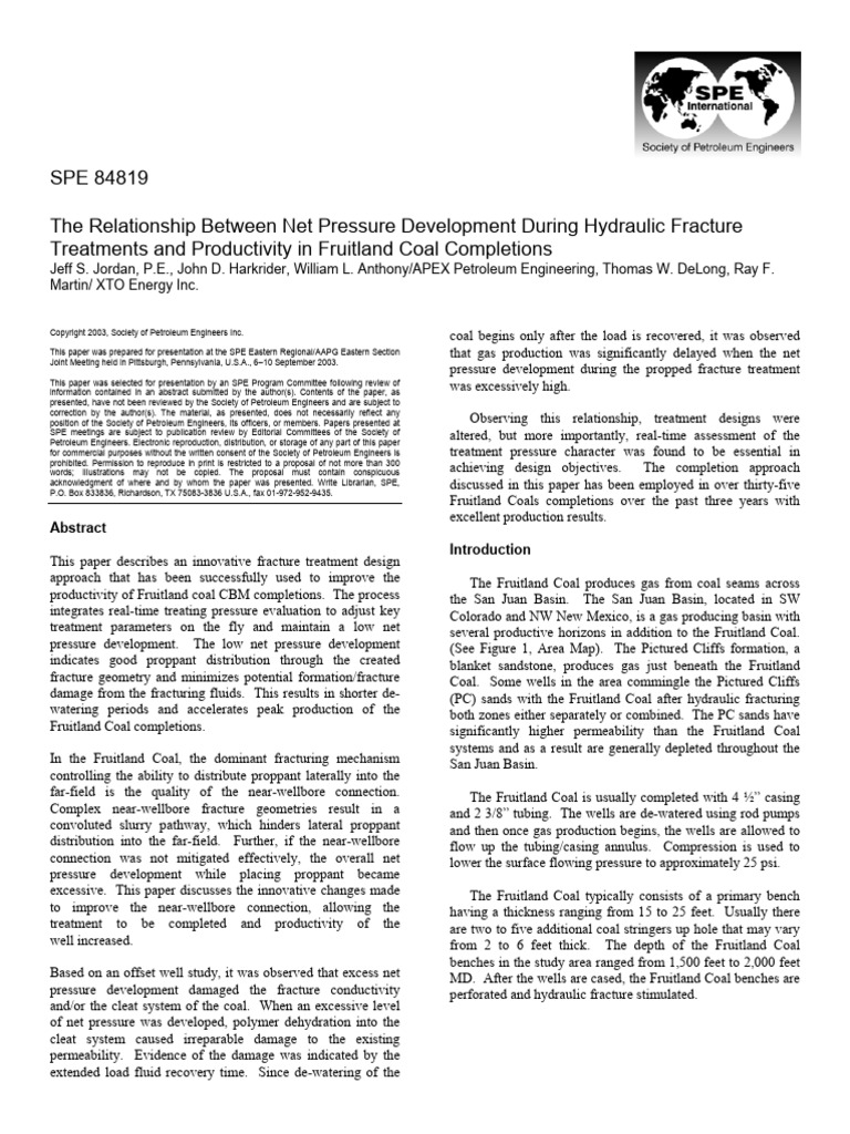 The Relationship Between Net Pressure Development During Hydraulic ...