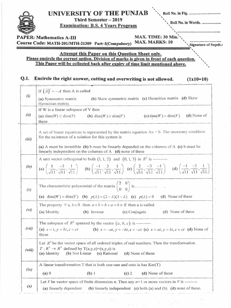 P2019_MATH-201 (1) | PDF