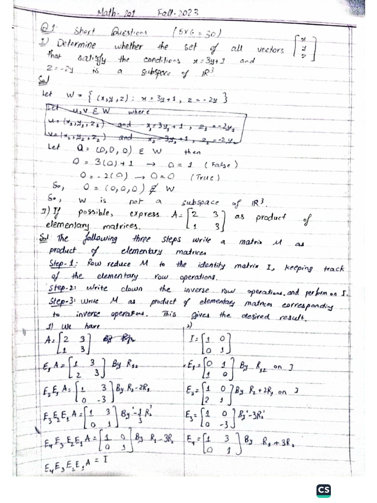 Math 201 - Fall 2023 | PDF