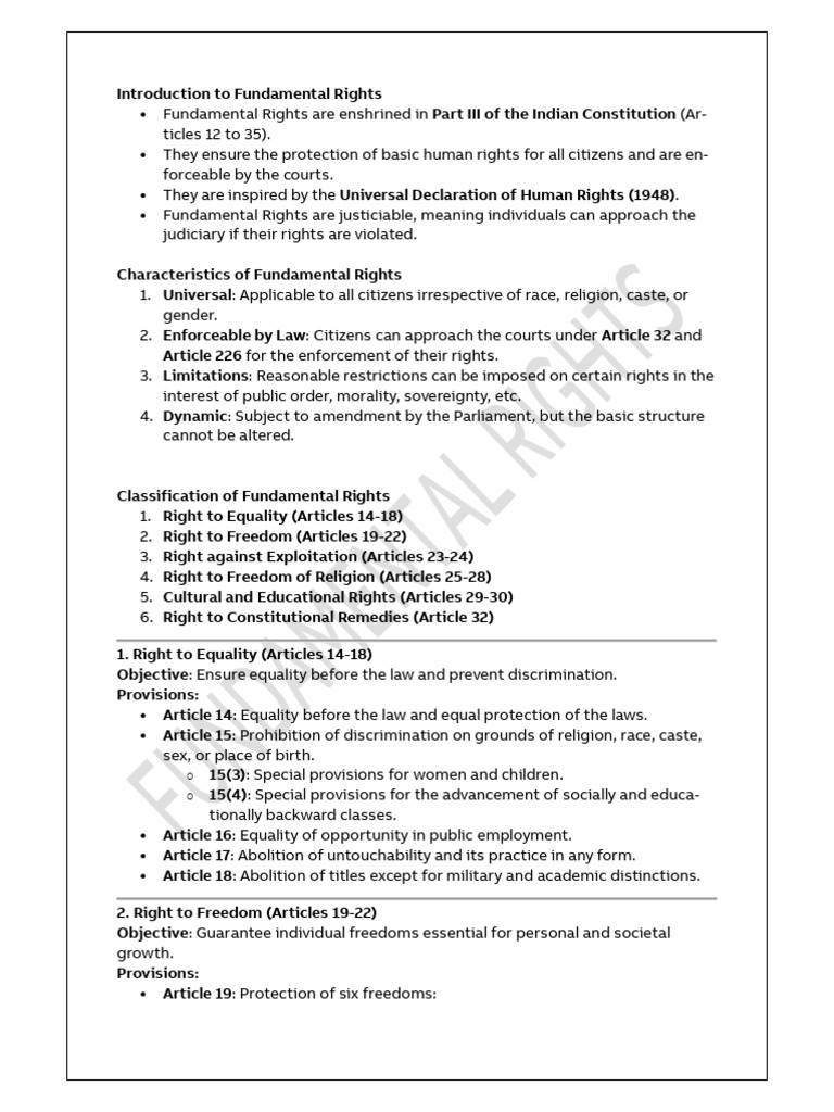 FUNDAMENTAL RIGHTS_NOTES | PDF | Justice | Crime & Violence