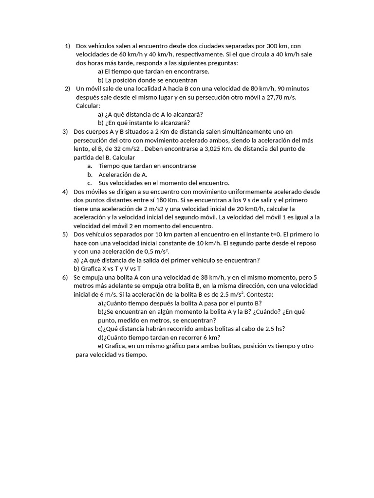 Guia Mru y Mruv Encuentro | PDF | Velocidad | Aceleración