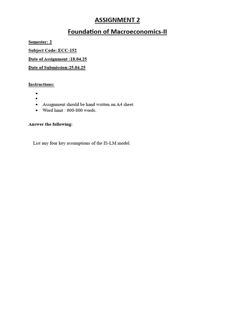 Assignment-2 Foundation of MacroEco | PDF