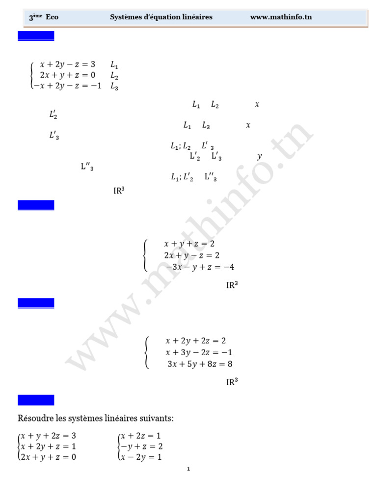 Résolution de systèmes d'équations linéaires | PDF | Équations ...