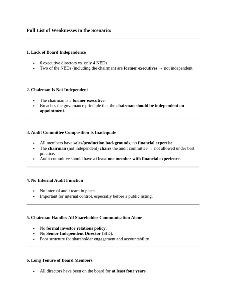 Full List of Weaknesses in the Scenario | PDF
