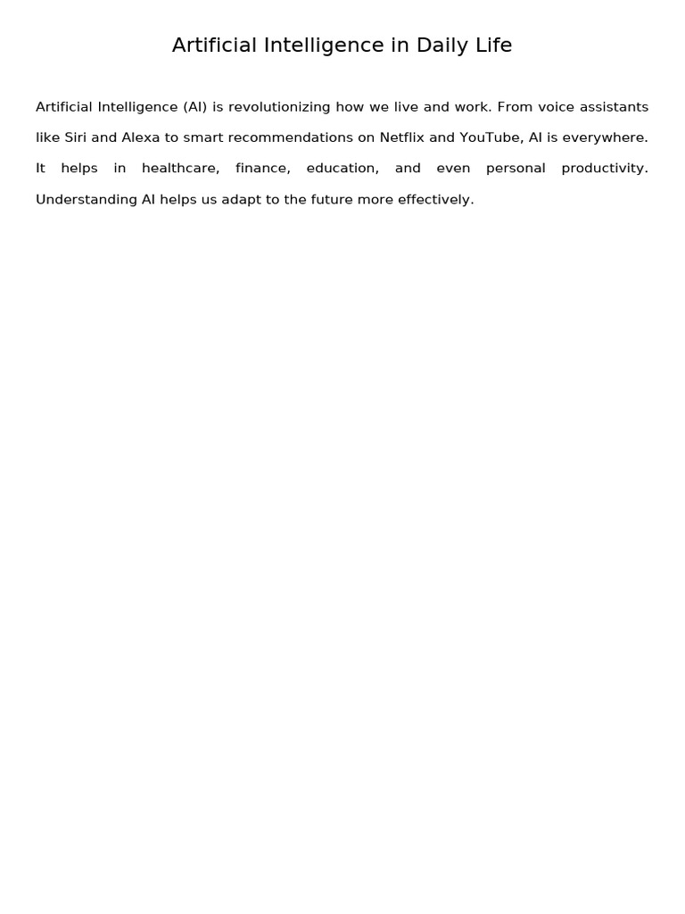 AI in Daily Life | PDF