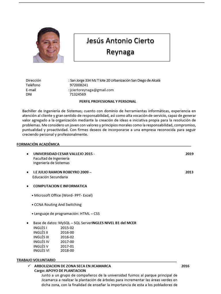 CV Jesus Cierto 2025 F | PDF | Informática