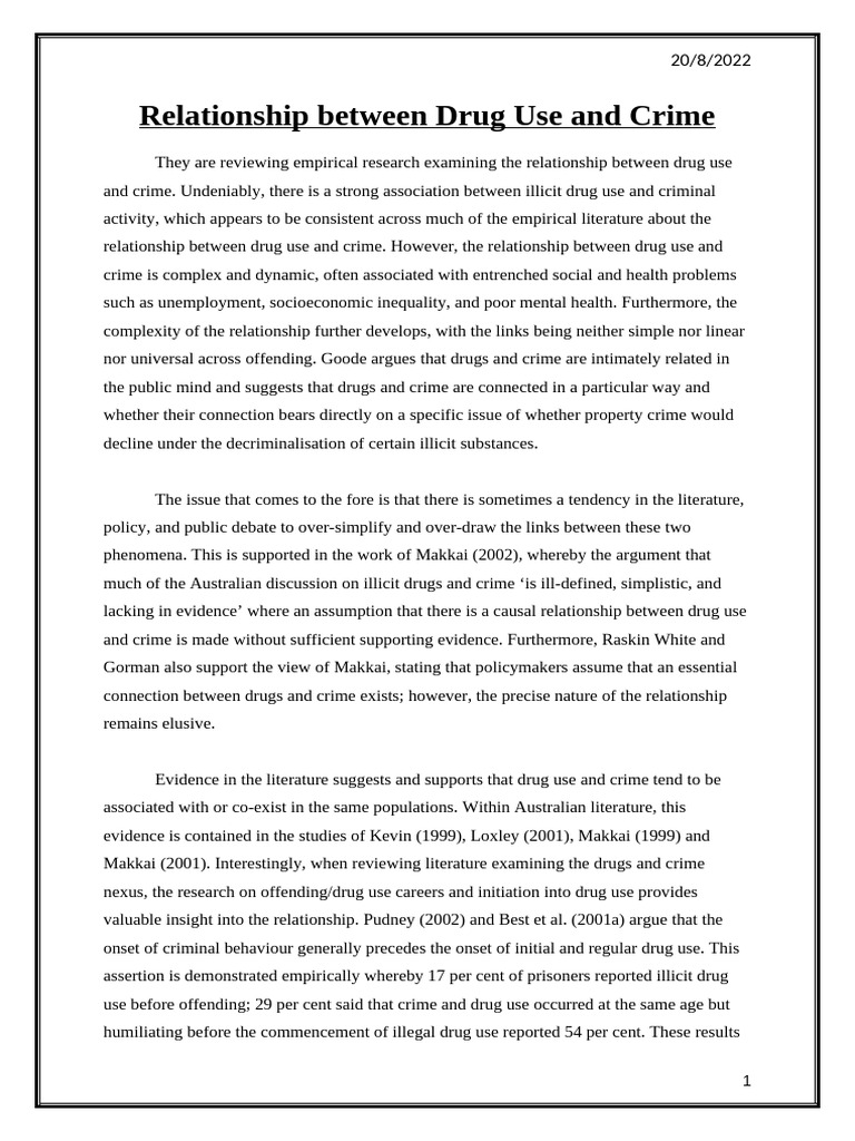 Relationship between Drug Use and Crime | PDF | Crimes | Crime & Violence