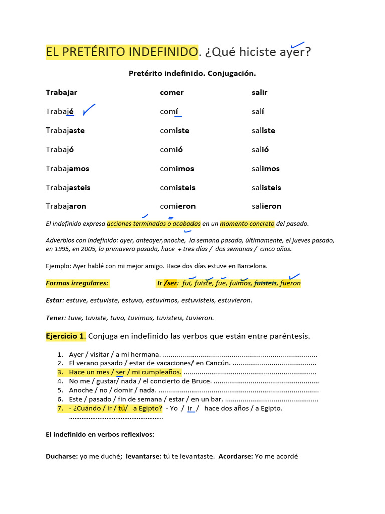 Lectura Pretérito Indefinido | PDF | Gramática | Lingüística