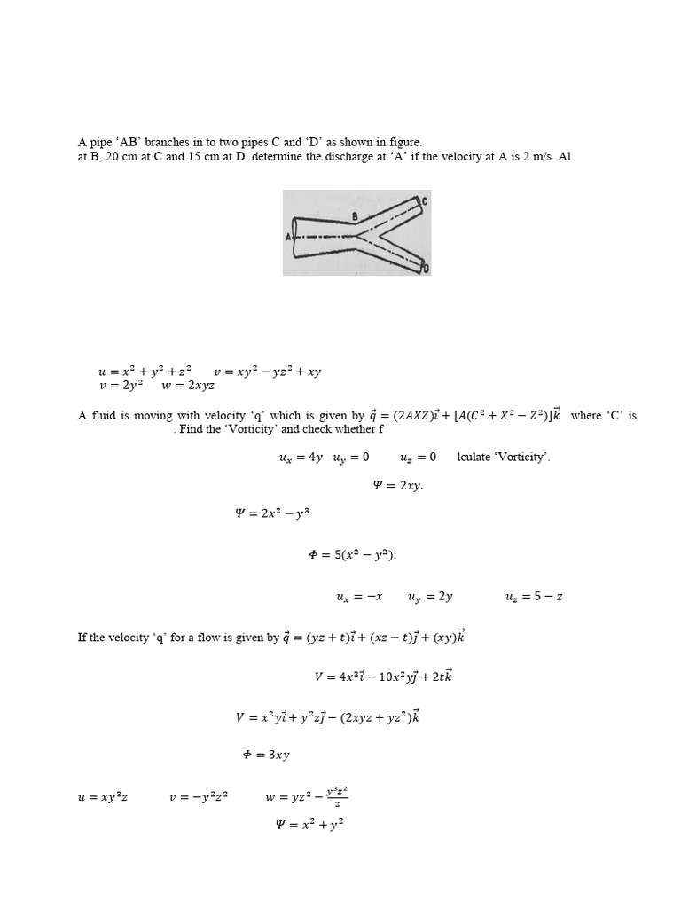 Tutorial Problems On Kinematics of Fluid Flow | PDF | Velocity | Acceleration