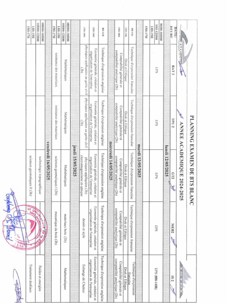 Istdi - Planning Bts Blanc 2025 | PDF