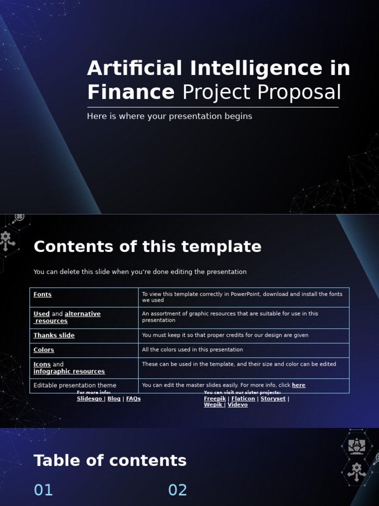 Artificial Intelligence in Finance Project Proposal by Slidesgo | PDF | Mercury (Planet) | Expense