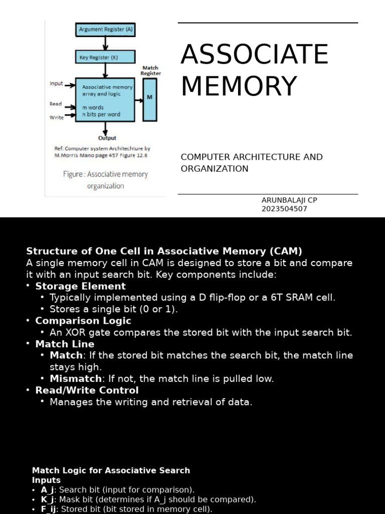Associate Memory: Computer Architecture and Organization | PDF