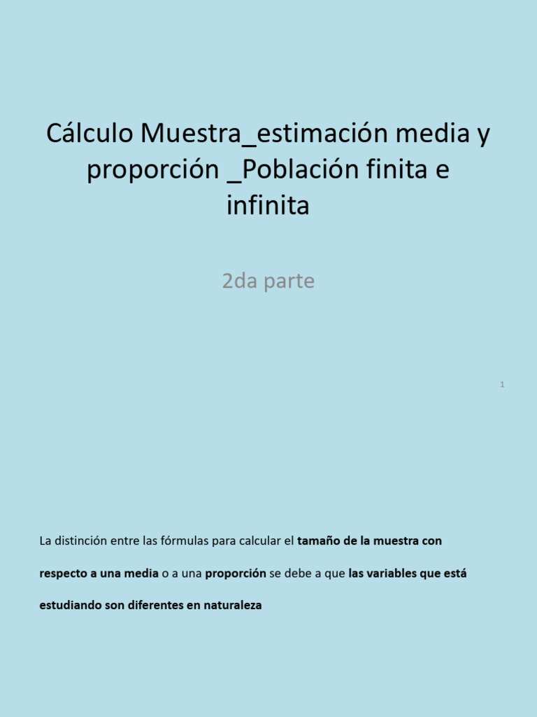 UNIDAD 1 Calculo - Muestra - Estimacion - Media - y - Proporciones para Poblacion - Finita LF ...