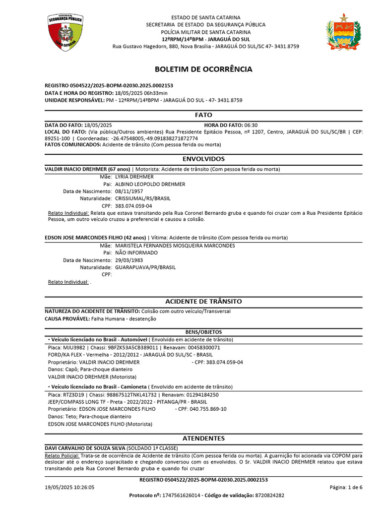 Boletim de Ocorrência | PDF | Indenização | Acidentes de trânsito
