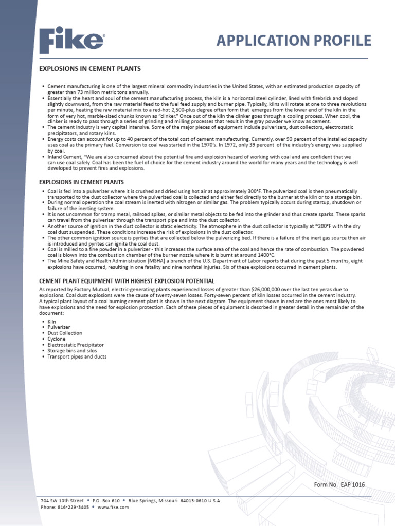 Explosions in Cement Plants - Fike | PDF | Cement | Secondary Sector Of ...