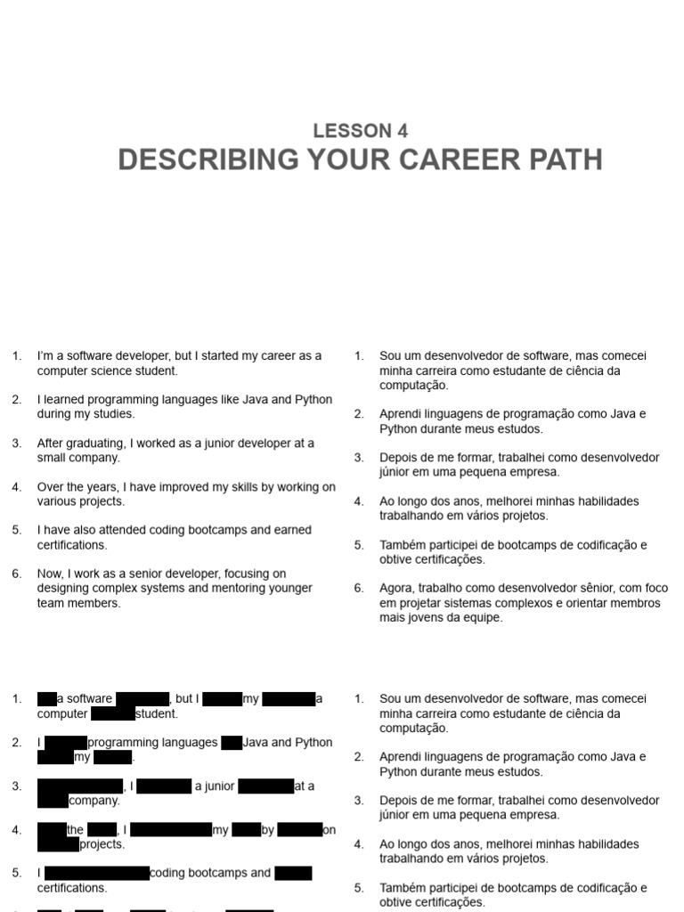 Describing Your Career Path | PDF | Central de atendimento | Tecnologia ...