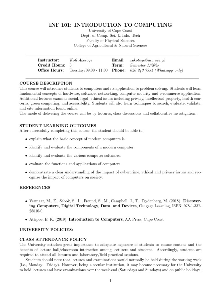INF 101: Intro to Computing Course Guide | PDF | Internet | Security