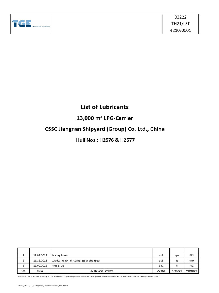 03222 TH21 LST 4210 0001 List of Lubricants Rev.3 | PDF | Lubricant ...