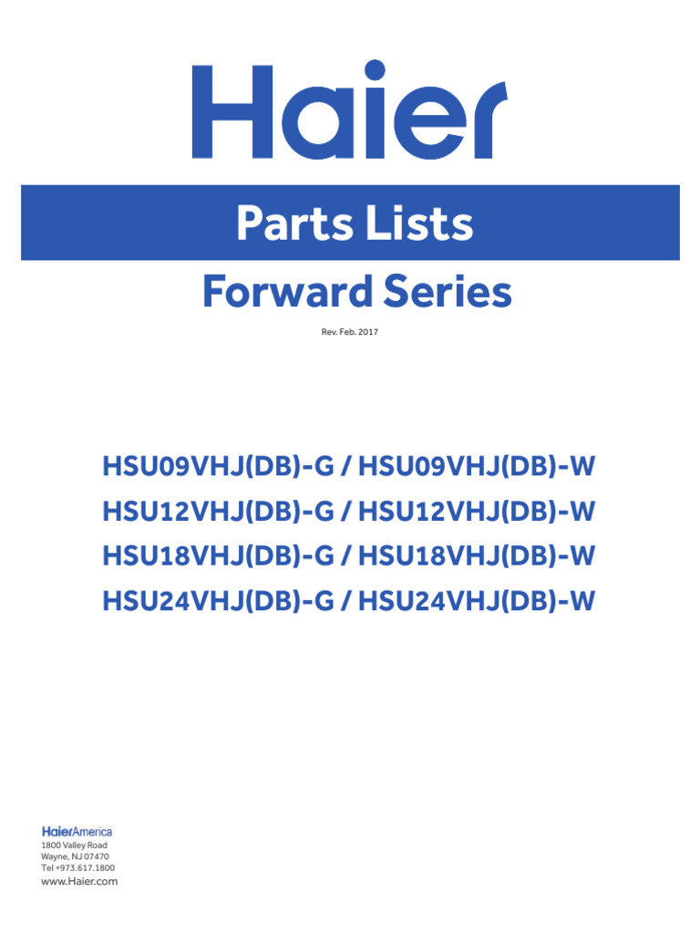Haier Forward Series Parts List | PDF | Air Conditioning | Manufactured ...