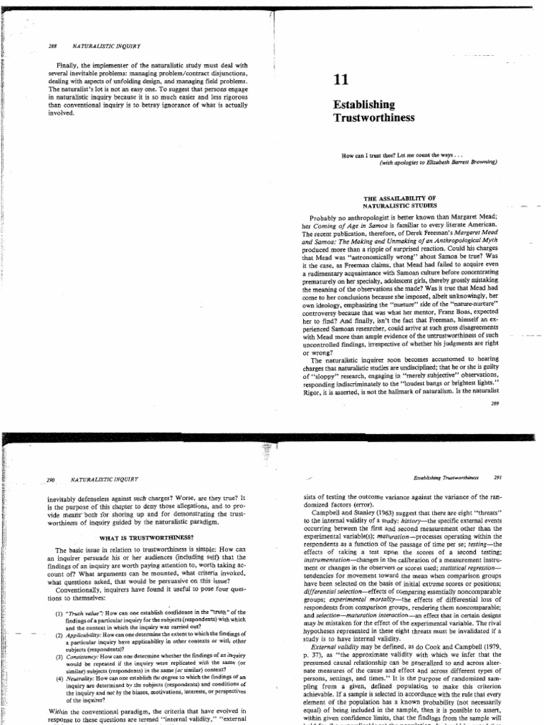Trustworthiness in Naturalistic Inquiry | PDF | Validity (Statistics ...