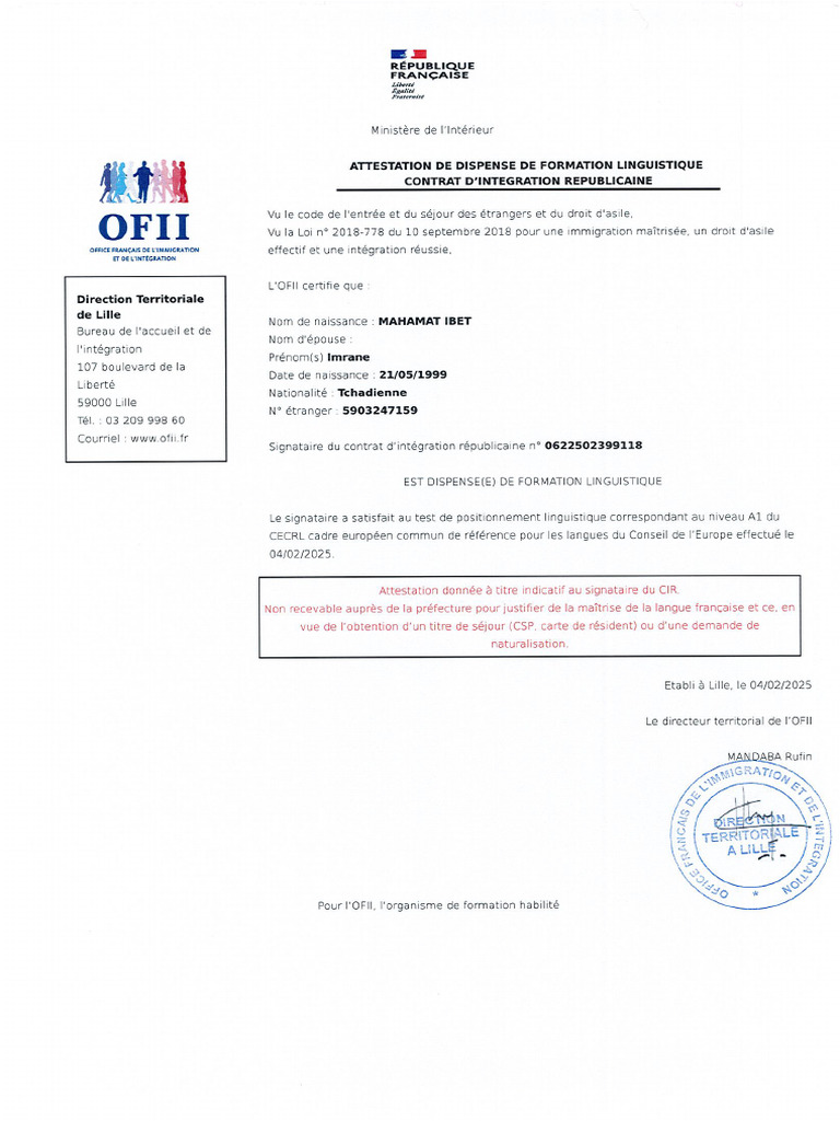 Contrat D'intégration Républicain OFII | PDF