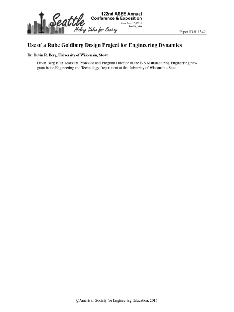 Use of A Rube Goldberg Design Project For Engineering Dynamics | PDF ...